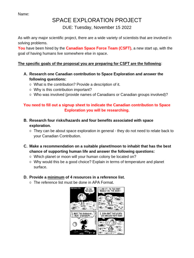 Canadian Space Exploration Proposal Guide | PDF | Space Exploration | Moon