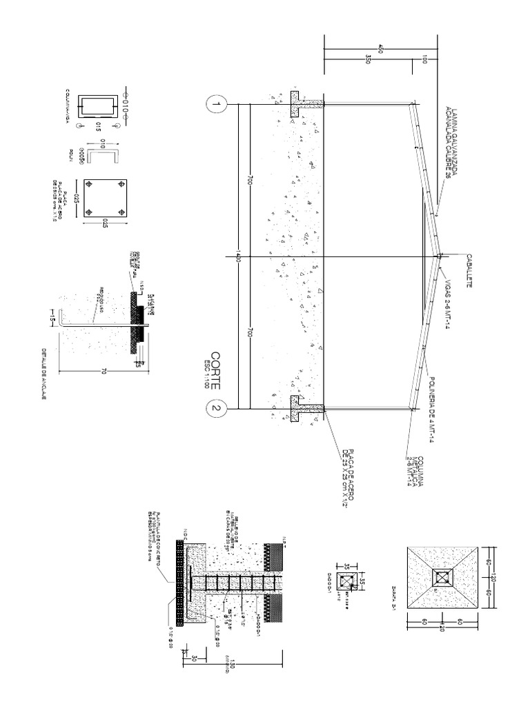 Corte y Detalles Techumbre | PDF | Materiales de construcción | Materiales