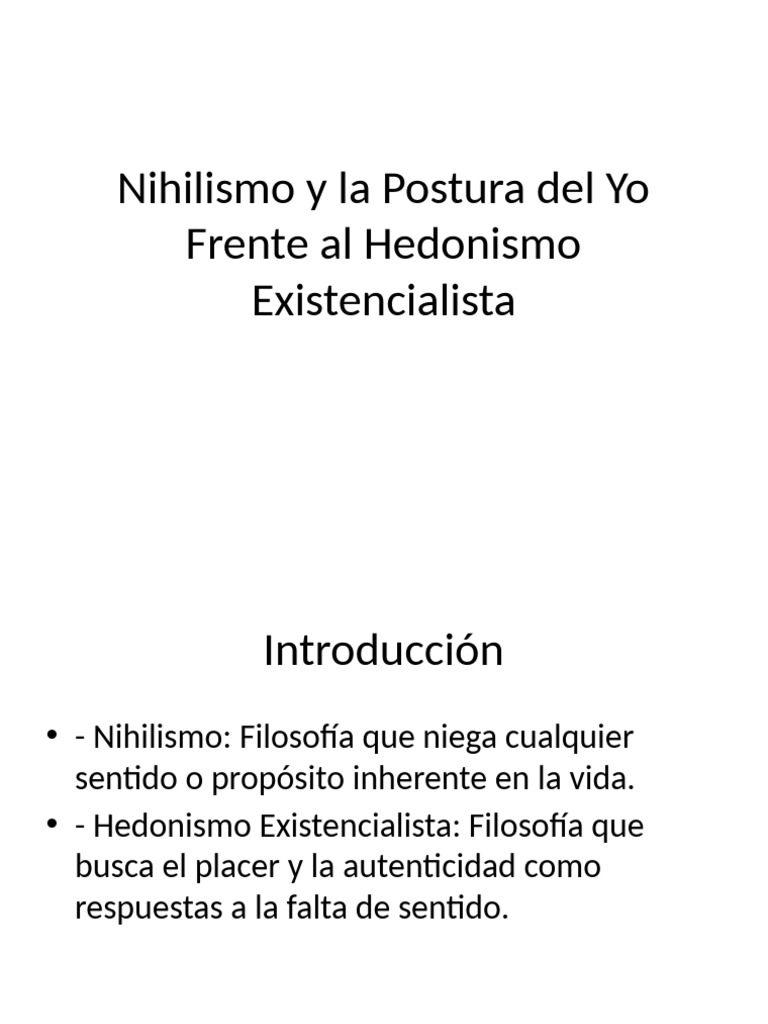 Nihilismo y Hedonismo Existencialista | PDF