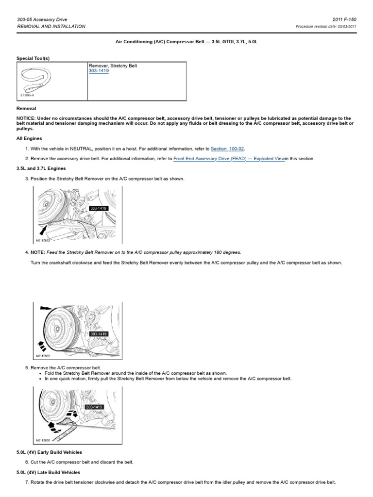 Air Conditioning (AC) Compressor Belt - 3.5L GTDI, 3.7L, 5.0L | PDF ...
