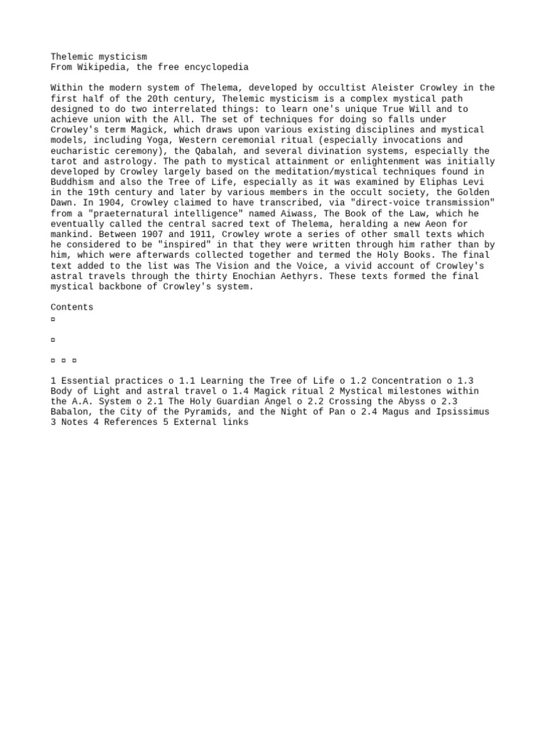 Thelemic Mysticism | PDF | Thelema | Ceremonial Magic
