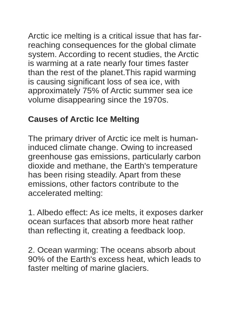 Arctic Ice Melt: Causes, Effects, Solutions | PDF | Climate Change | Ice