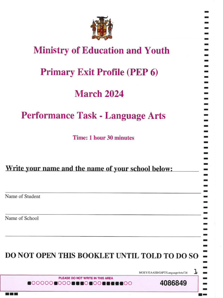 2024 PEP6 Language Arts PT | PDF