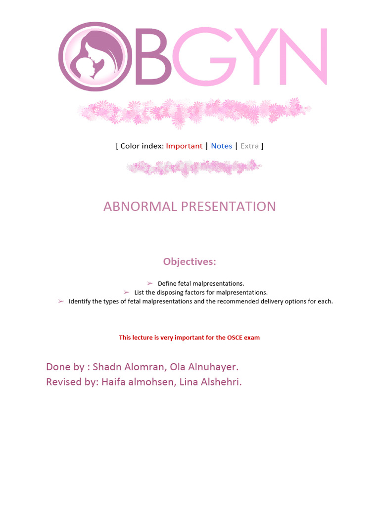 8-Abnormal Presentation Group-F | PDF | Childbirth | Motherhood