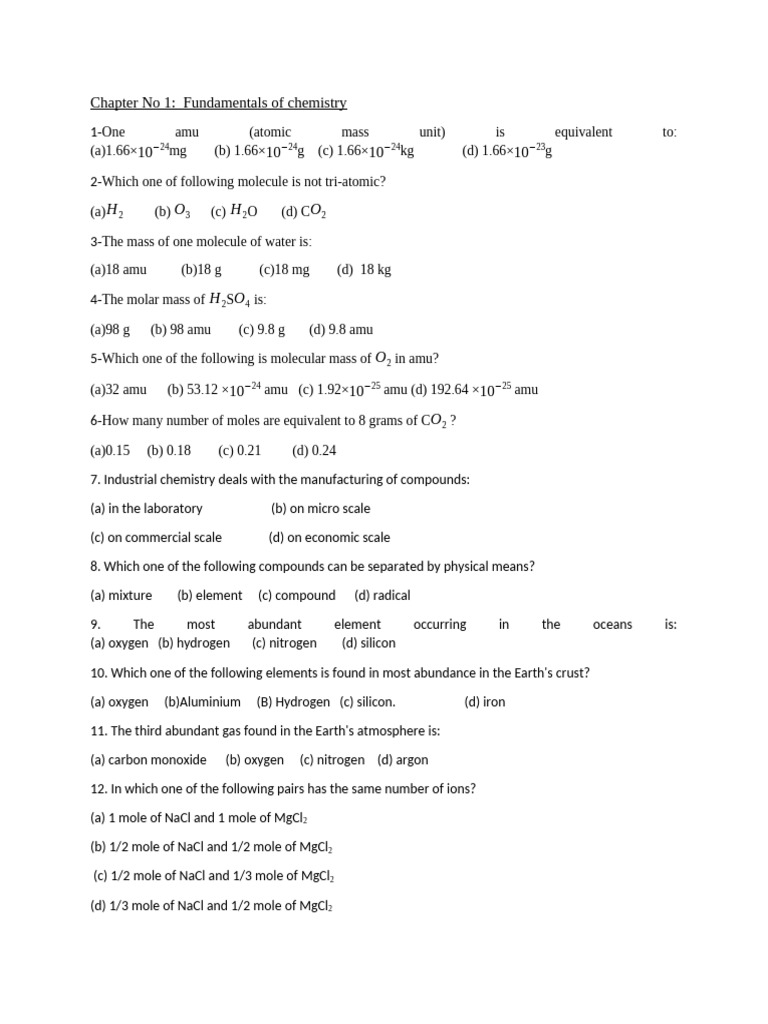 Class 9 Chemistry MCQs Overview | PDF | Chemical Bond | Periodic Table