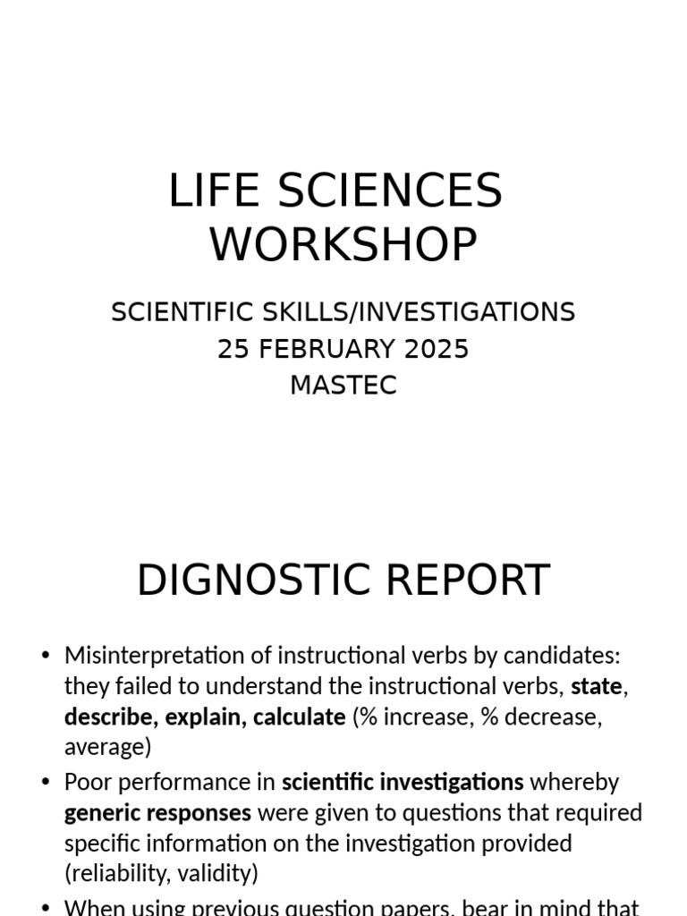 Life Sciences Presentation Scientific Skills 2025 | PDF | Experiment ...