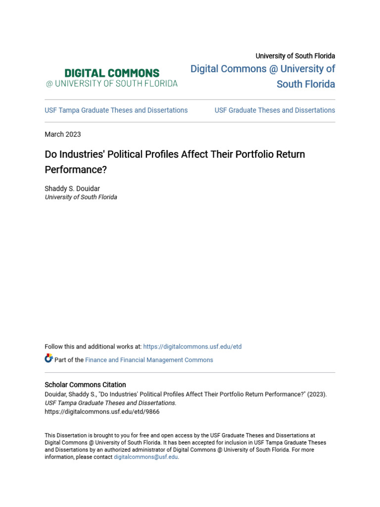 Do Industries Political Profiles Affect Their Portfolio Return P | PDF ...