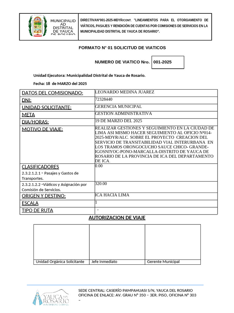 Anexo Formato de Viaticos | PDF | Gobierno