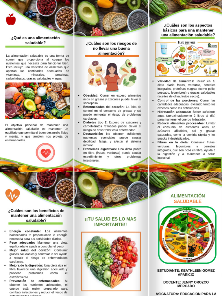 Triptico-Alimentacion Saludable | PDF | Alimentos | Dieta