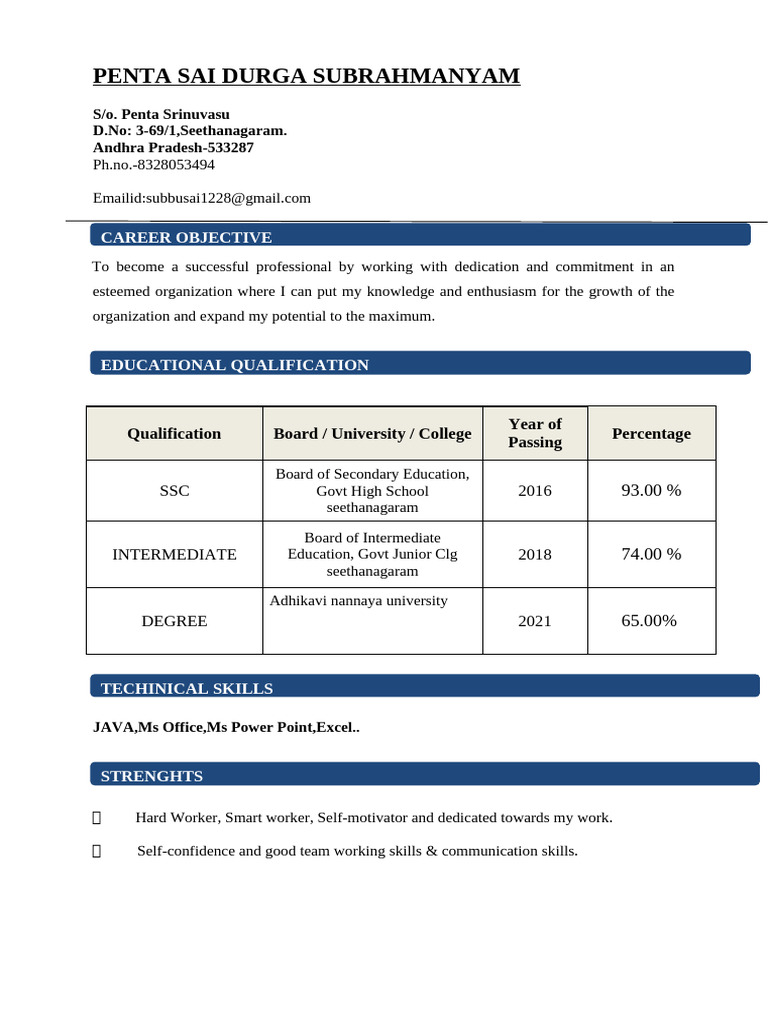 P Sai Durga New Resume | PDF