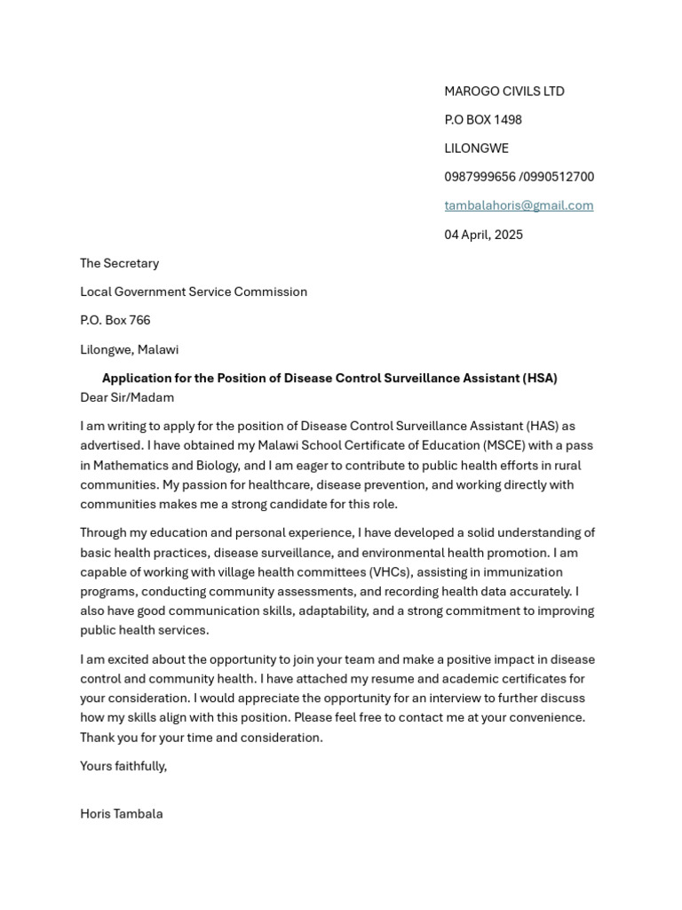 Hsa Reviewed Cover Letter | PDF