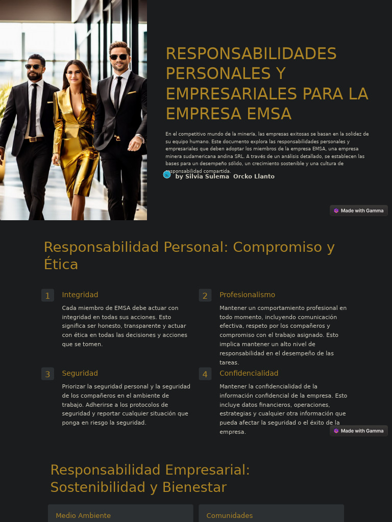 Responsabilidades Personales y Empresariales Para La Empresa Emsa | PDF | Sustentabilidad | Business