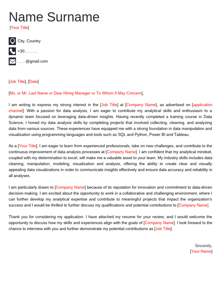 Cover Letter (Draft Data) | PDF