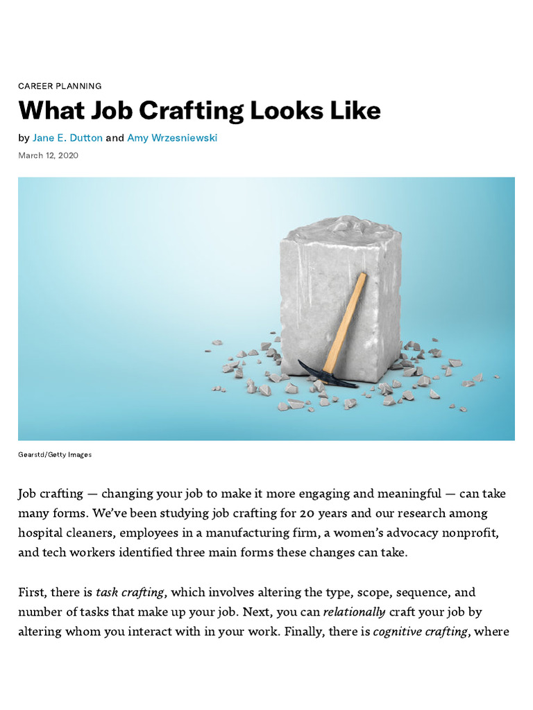 Job Crafting for Meaningful Work | PDF | Consultant | Psychology