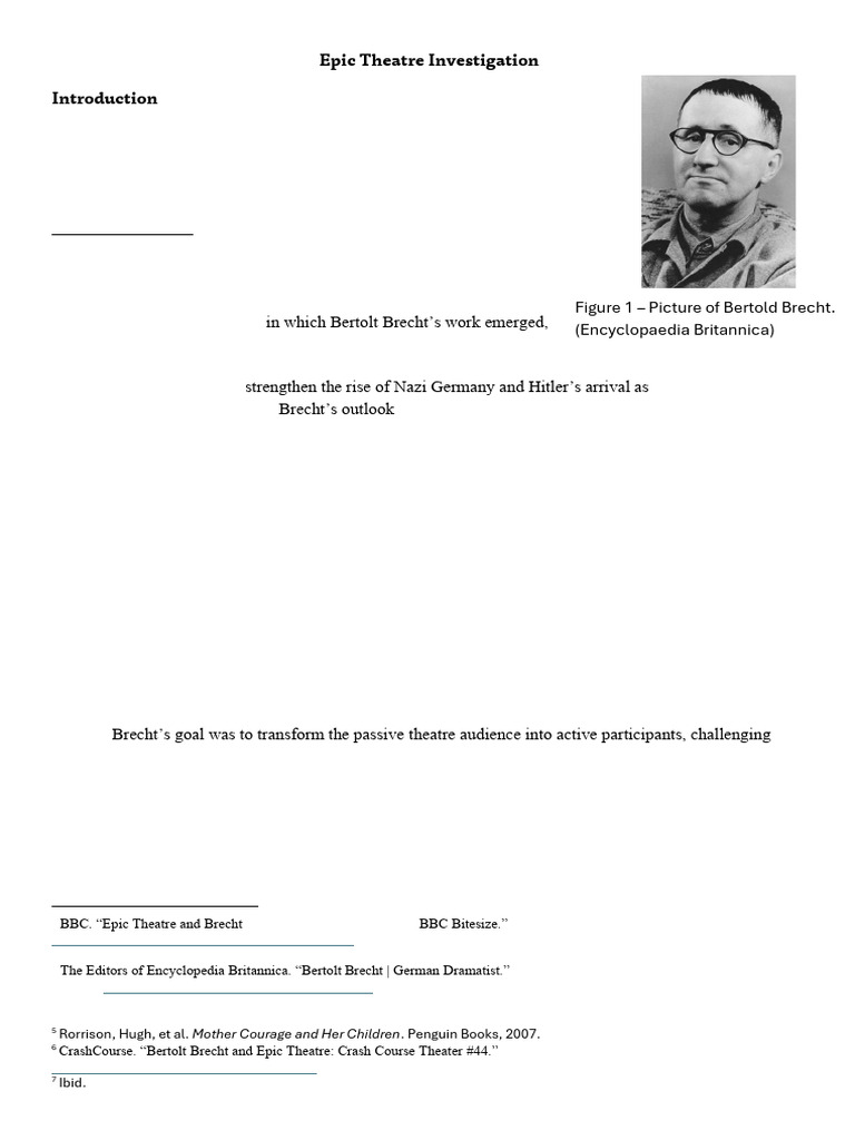 Bertolt Brecht Epic Theater Insights | PDF