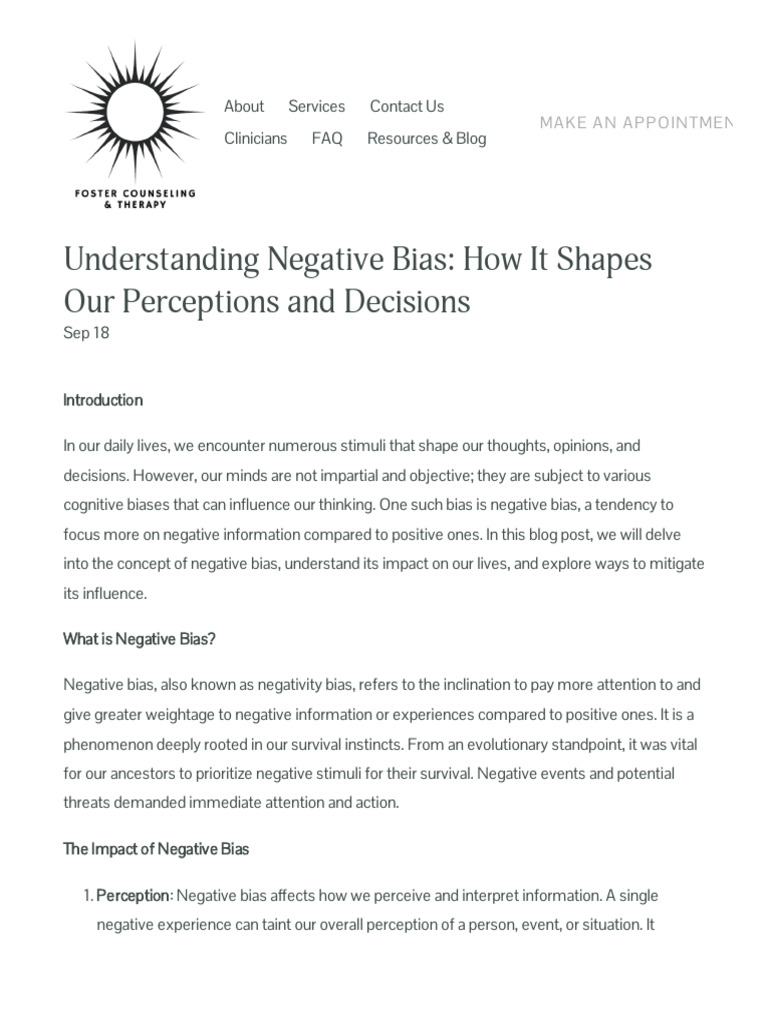 Understanding Negative Bias - Shaping Perceptions & Decisions | PDF ...
