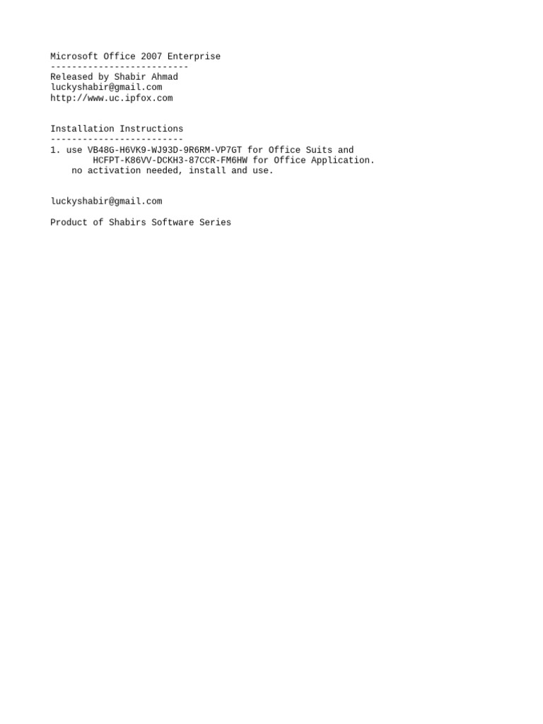 Office 2007 Installation Guide | PDF