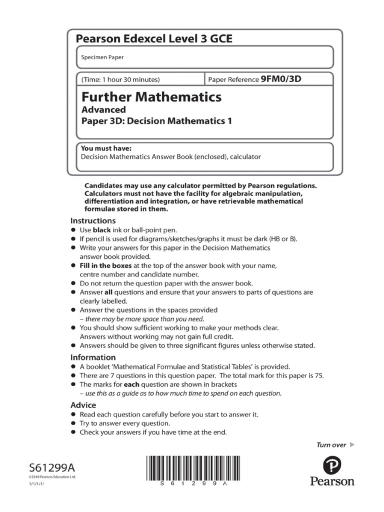 Decision Paper Speciemen | PDF | Mathematical Concepts | Computational ...