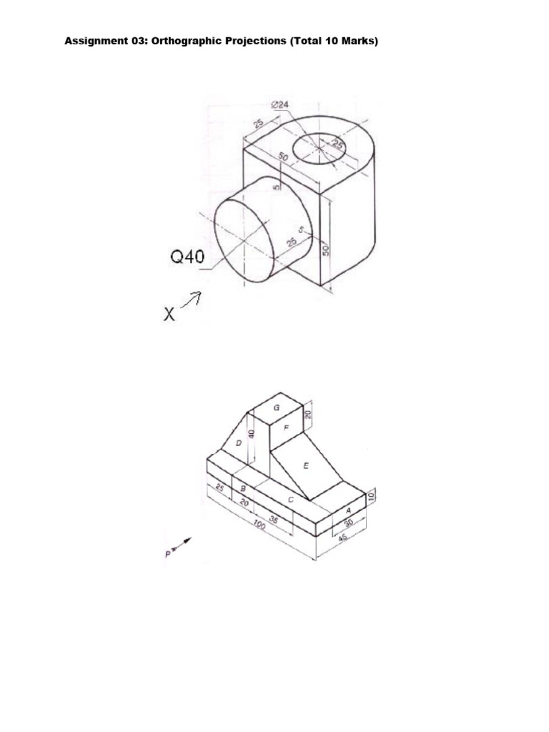 Assignment 03_Orthographic Projections | PDF