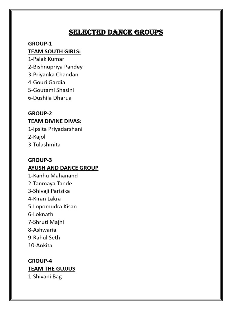 Selected Dance Groups | PDF