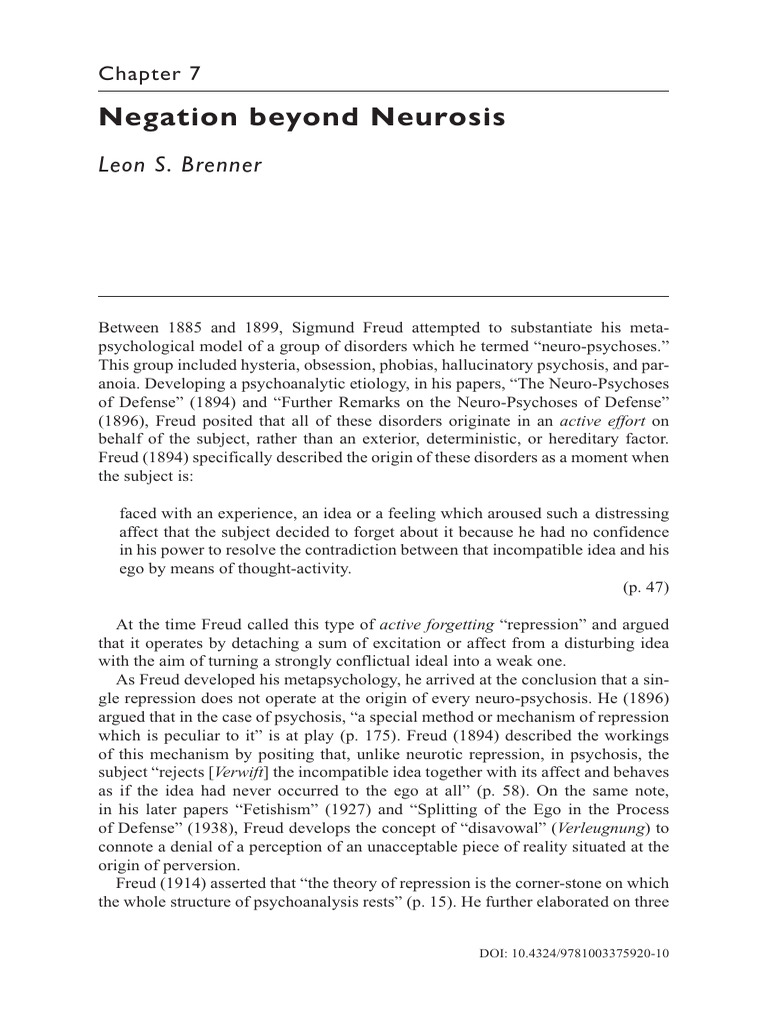Freud's Concept of Negation in Psychoanalysis | PDF | Psychoanalysis ...