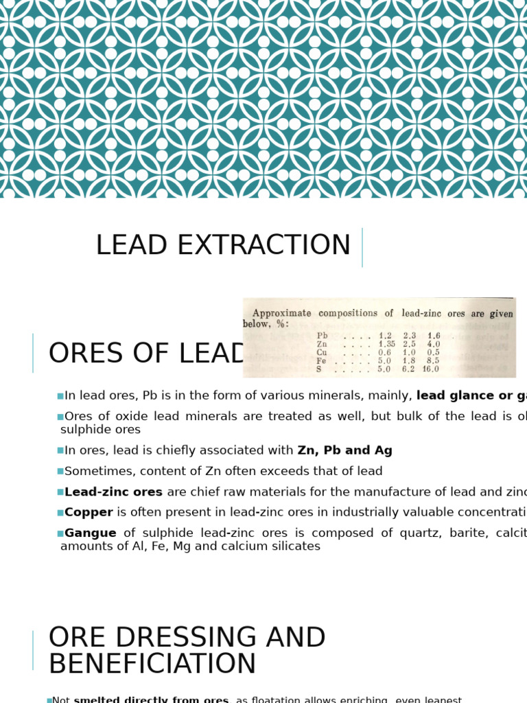 Lead Ore Processing and Refinement Techniques | PDF | Lead | Ore