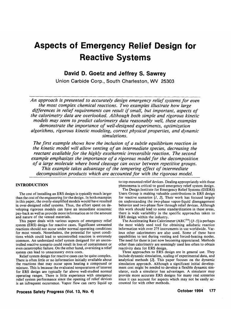 Aspects Emergency Relief Design For Reactive Systems: David D. Goetz ...