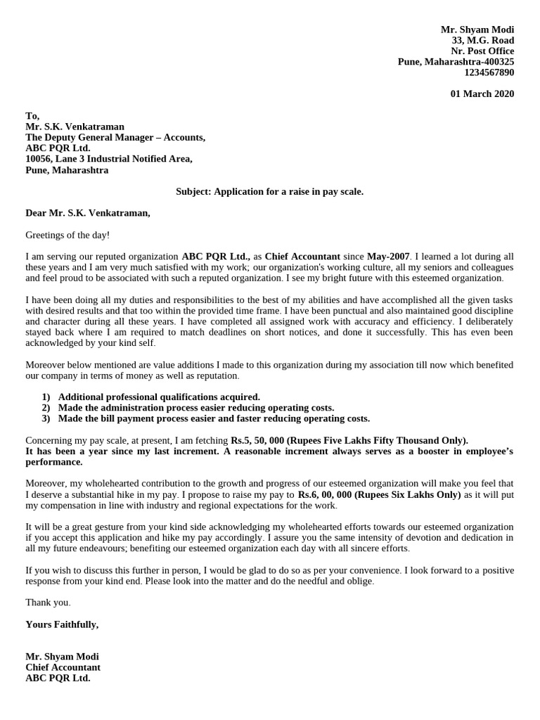 Salary Increment Request Letter Annual Increment | PDF | Business