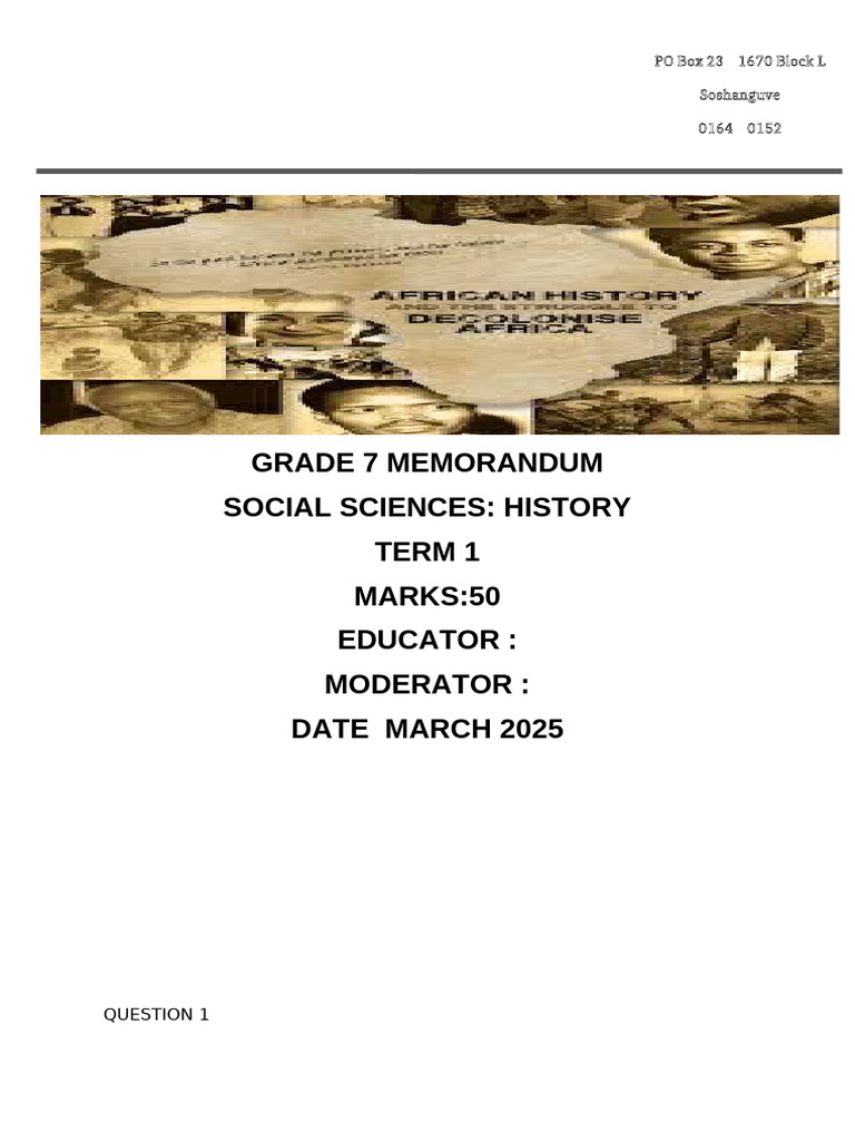 Grade 7 History Term 1 Memorandum | PDF | Abrahamic Religions