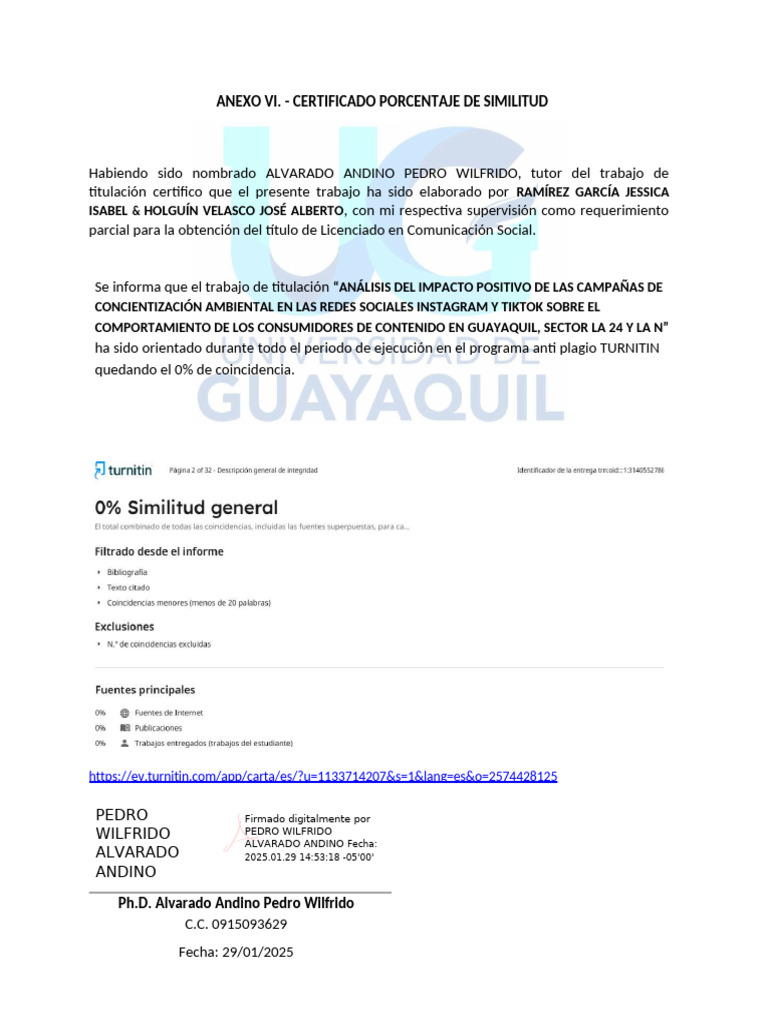 Anexo VI - Certificado Del Porcentaje de Similitud RAMÍREZ GARCÍA JESSICA ISABEL - HOLGUÍN ...