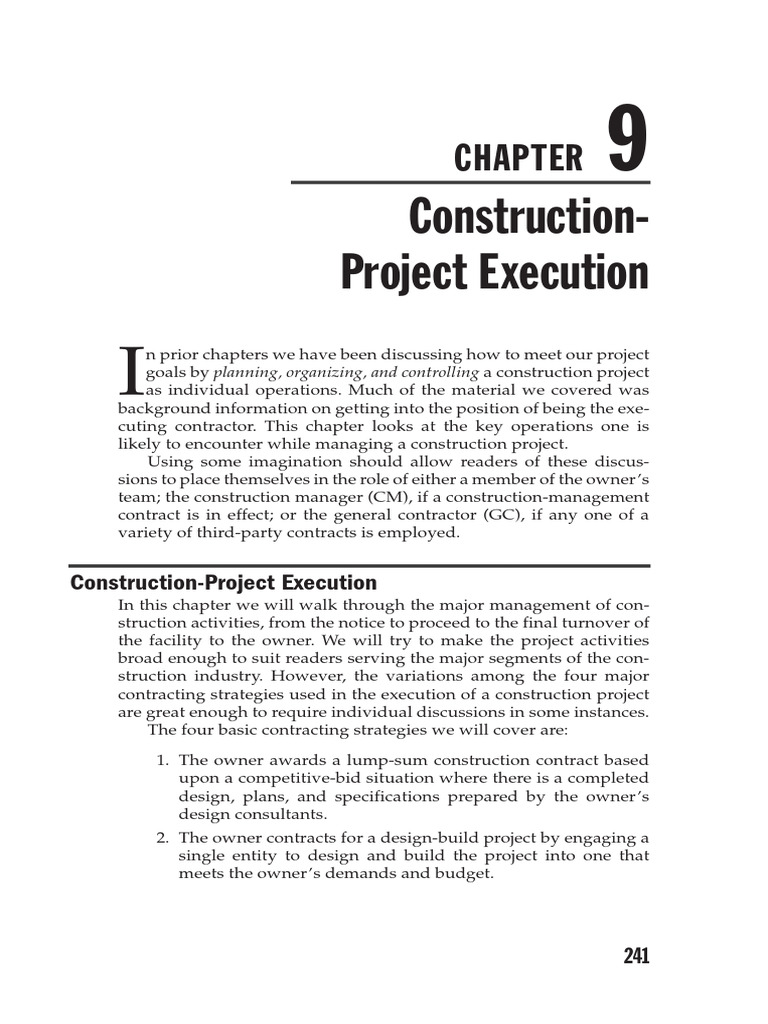 Chapter 9 Construction Project Execution | PDF | Insurance | General Contractor