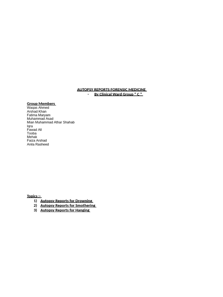 Autopsy Reports Forensic | PDF | Autopsy | Edema
