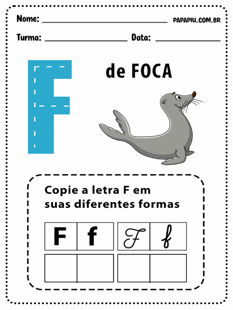 Atividades Papapiu Alfabeto Letra F | PDF