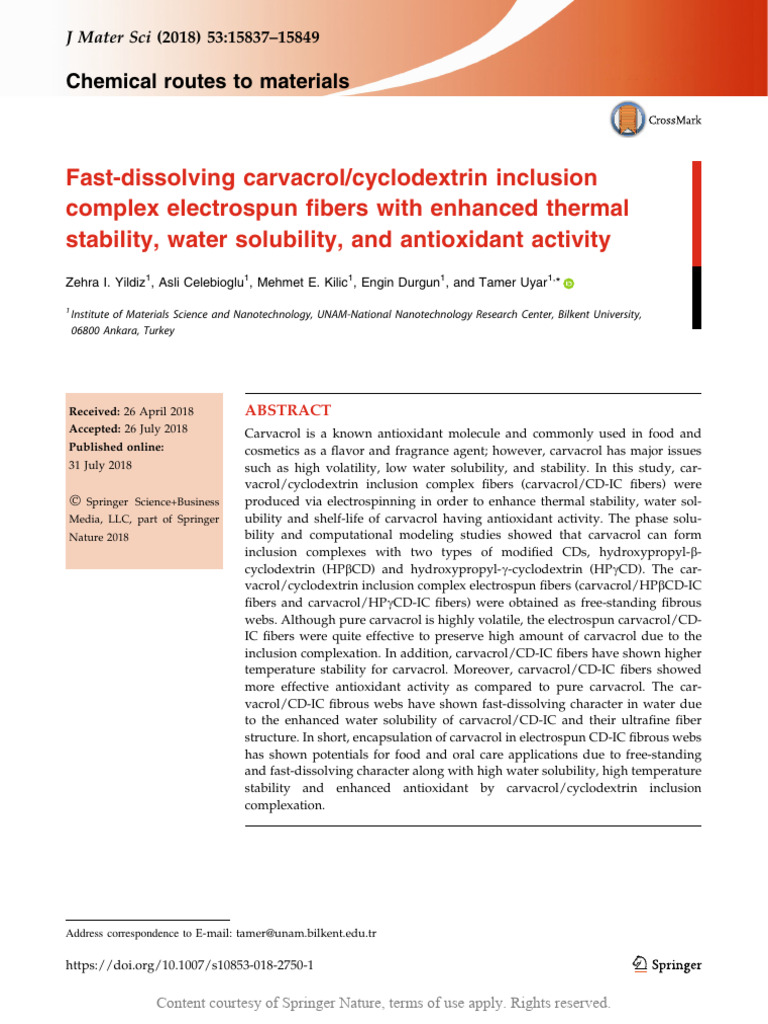 Fast-dissolving_carvacrolcyclodextrin_inclusion_co | PDF | Solubility | Physical Chemistry