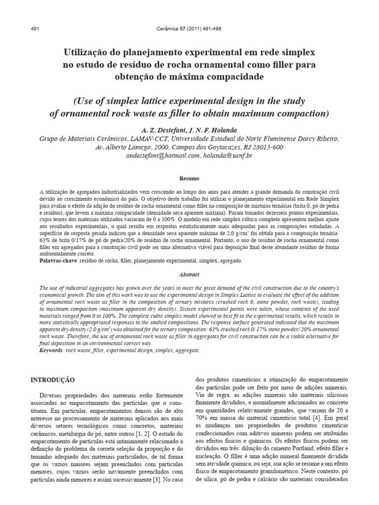 Use of Simplex Lattice Experimental Design in The | PDF | Desperdício | Cimento