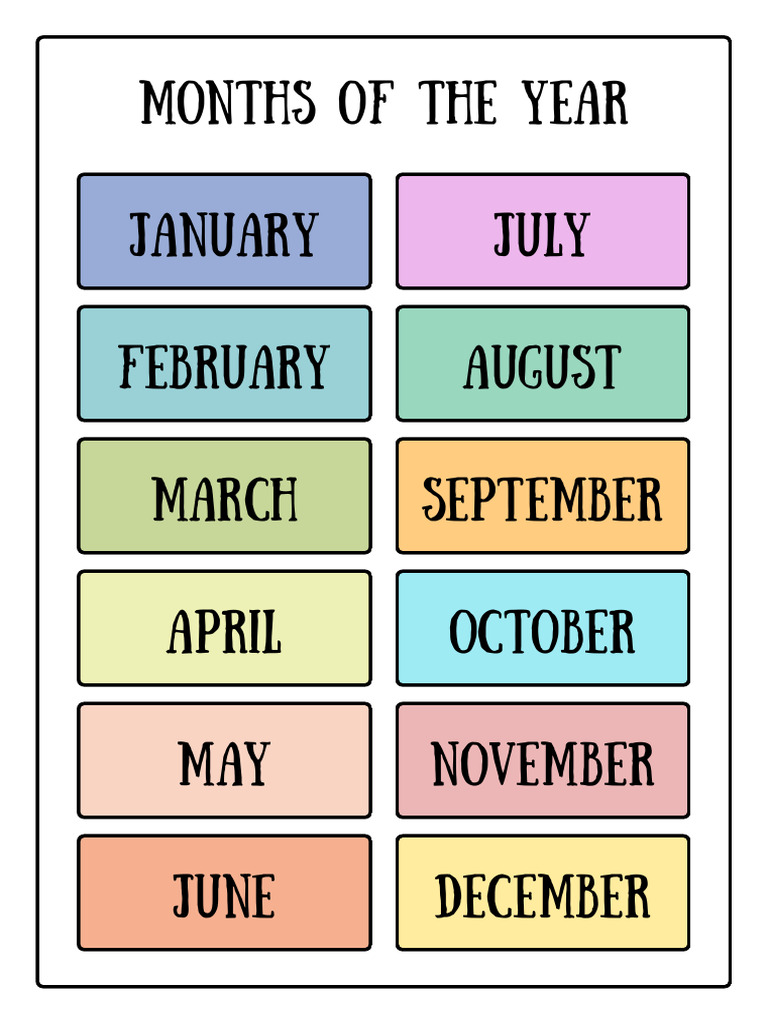 Months of The Year Worksheet | PDF
