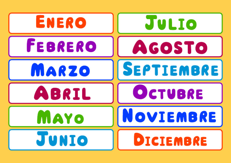 Póster de Los Meses Del Año Simple Multicolor | PDF