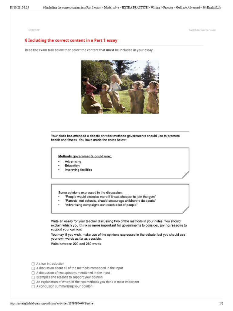 6 Including the correct content in a Part 1 essay – Mode_ solve – EXTRA PRACTICE _ Writing ...