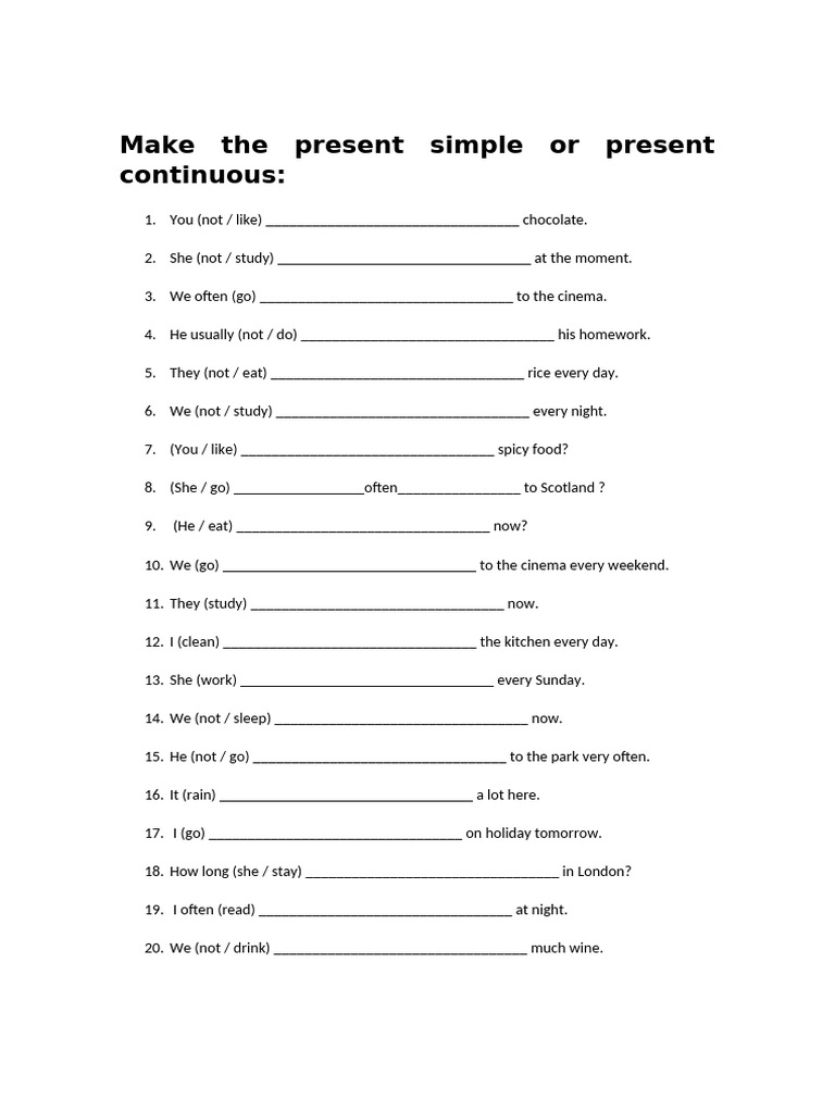 Present Simple Vs Continious | PDF