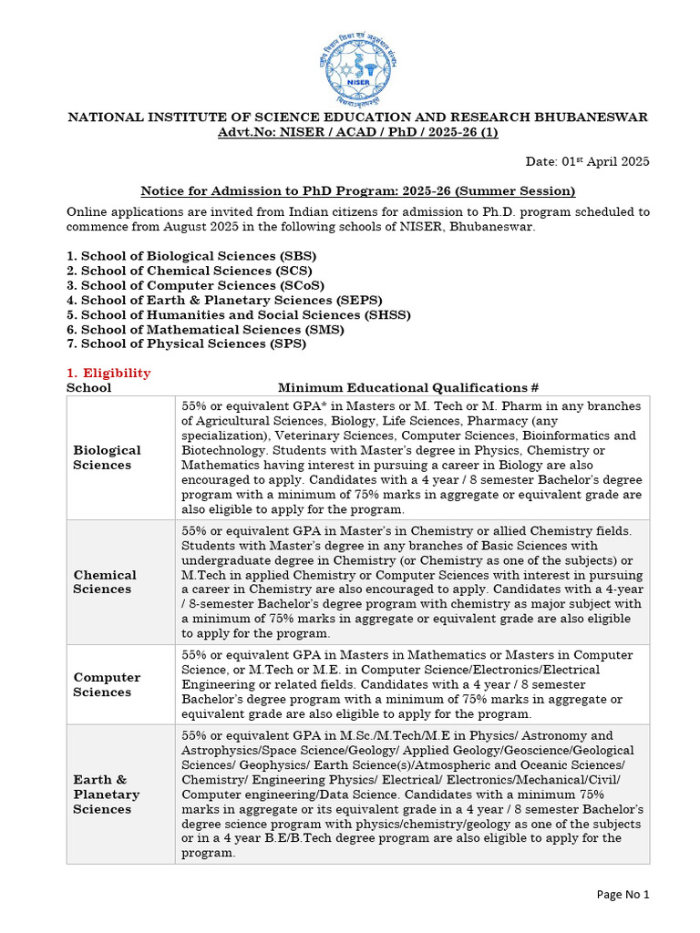 PHD Advertisement 2025-2026 Summer | PDF | Academic Degree | Bachelor's ...