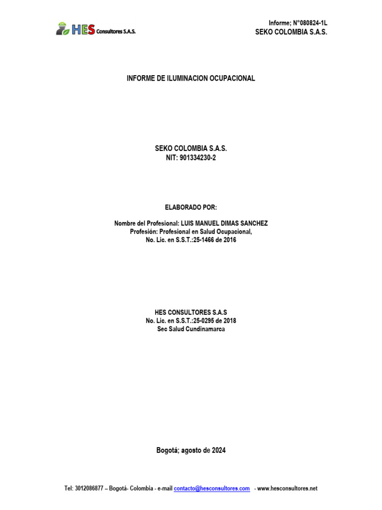 Informe Luxometria | PDF | Seguridad y salud ocupacional | Encendiendo