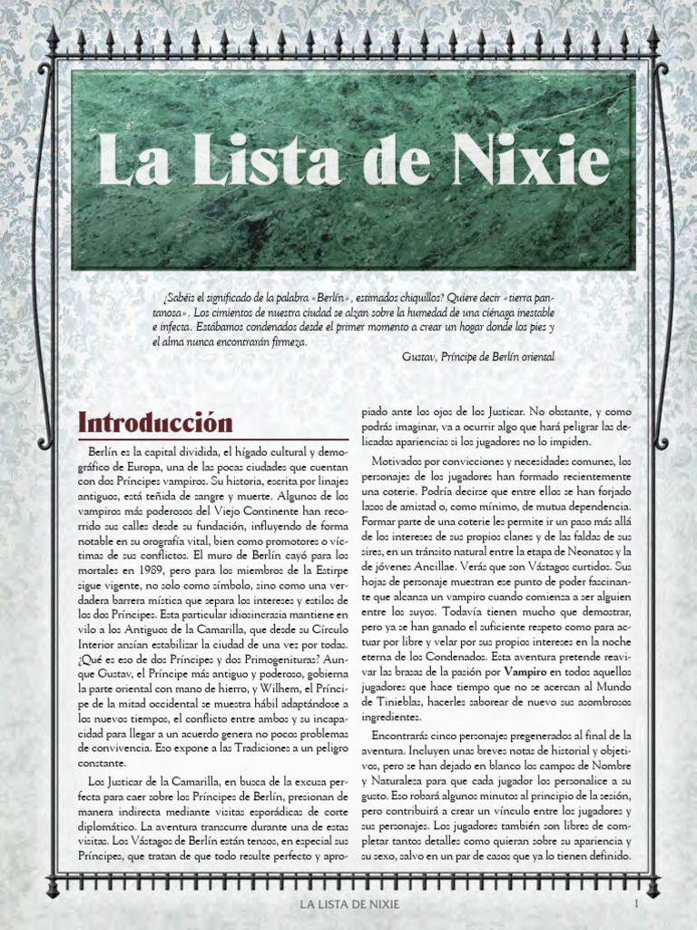 V20 La Lista de Nixie | PDF | Vampiros