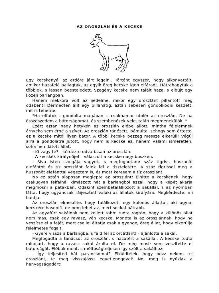 Az Oroszlán És A Kecske | PDF