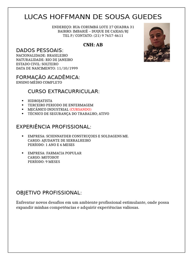 Currículo de Lucas Hoffmann Guedes | PDF
