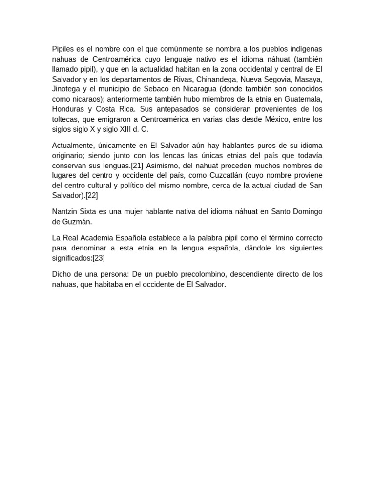 Pipiles Es El Nombre Con El Que Comúnmente Se Nombra A Los Pueblos ...