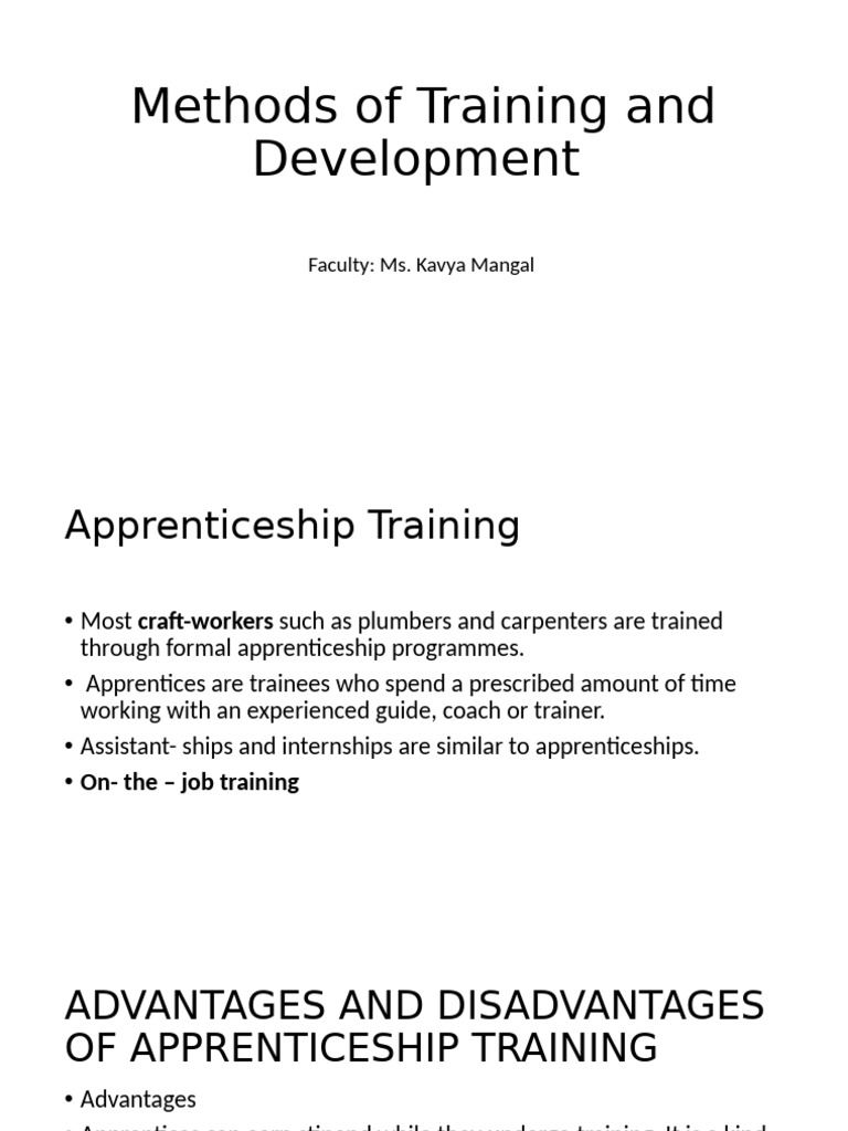 Methods of Training and Development | PDF | Apprenticeship | Mentorship
