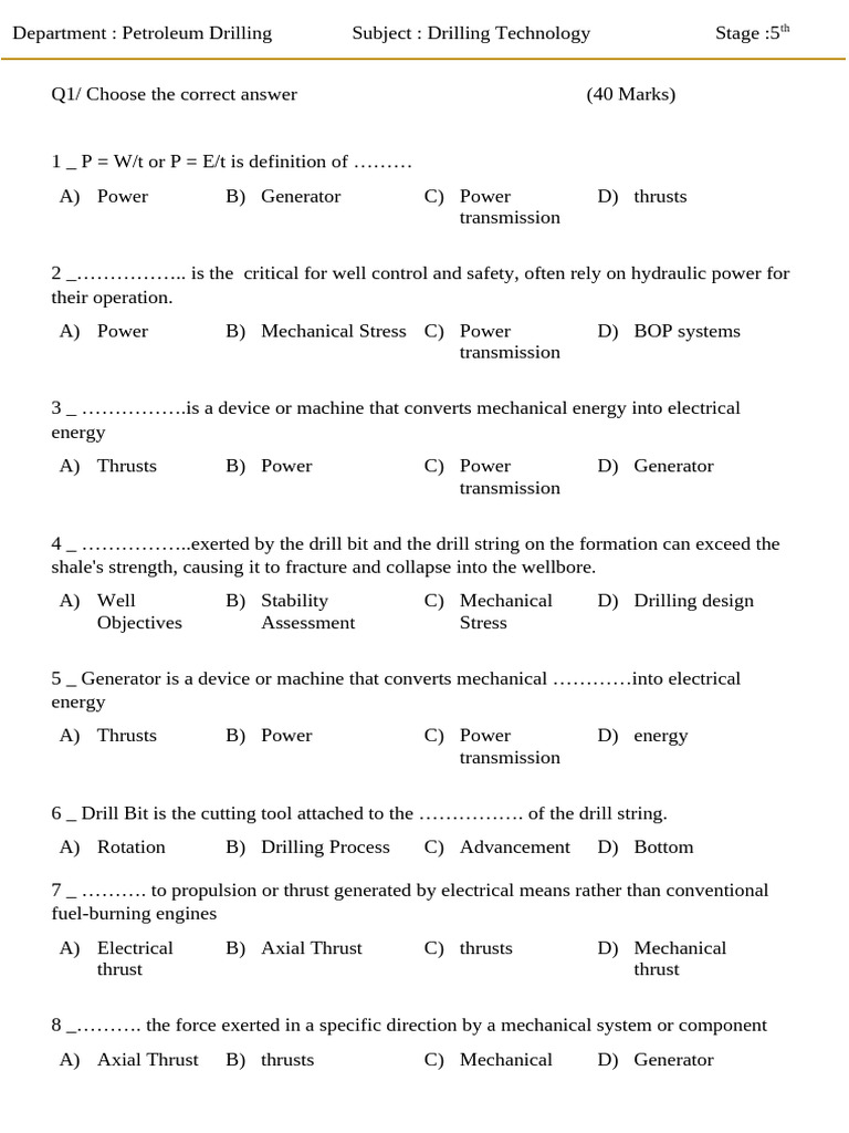 Drilling Technology, 5th Drilling, Ms - Amal-A | PDF | Drilling | Drill