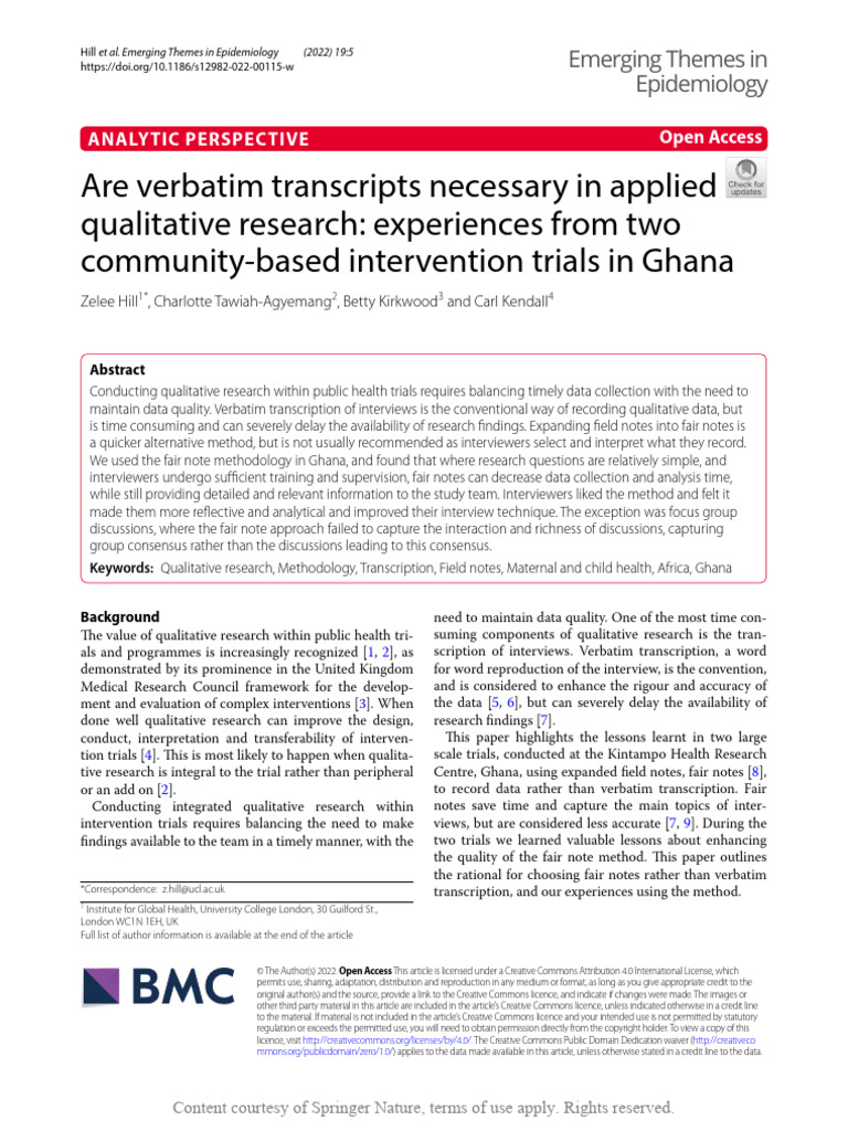 Are Verbatim Transcripts Necessary in Applied Qual | PDF | Focus Group ...