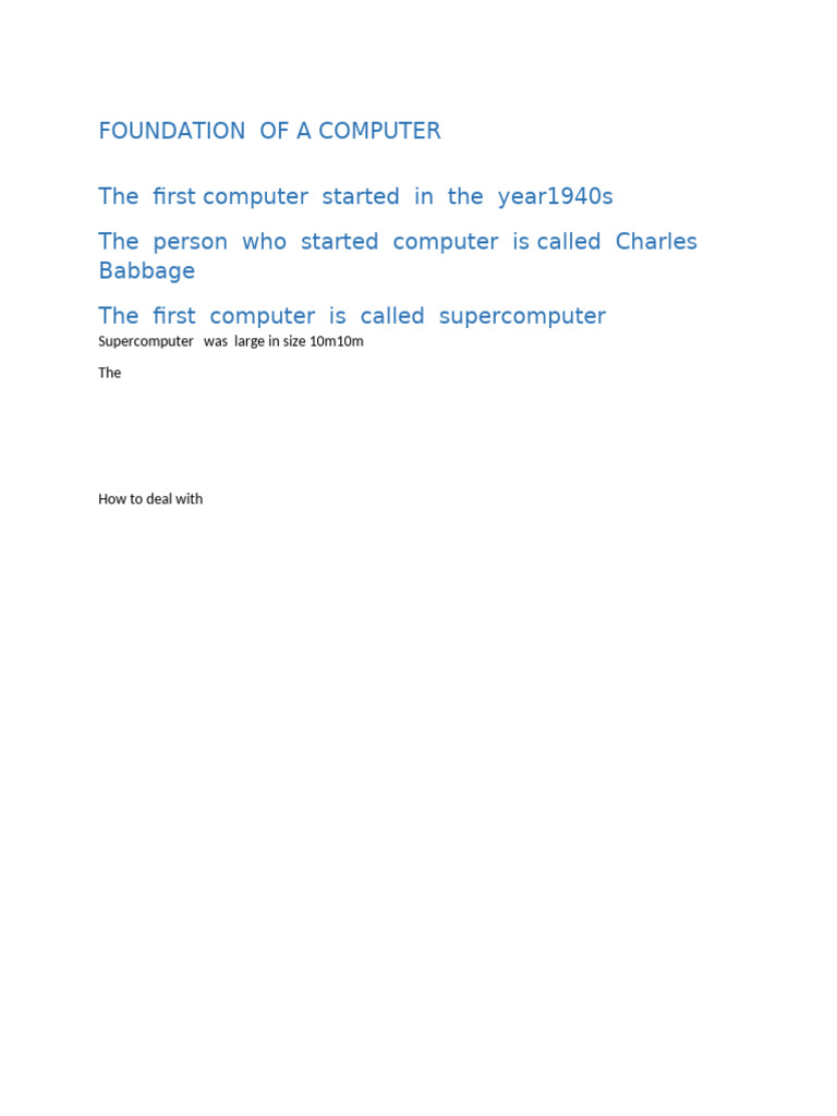 Foundation of A Computer | PDF