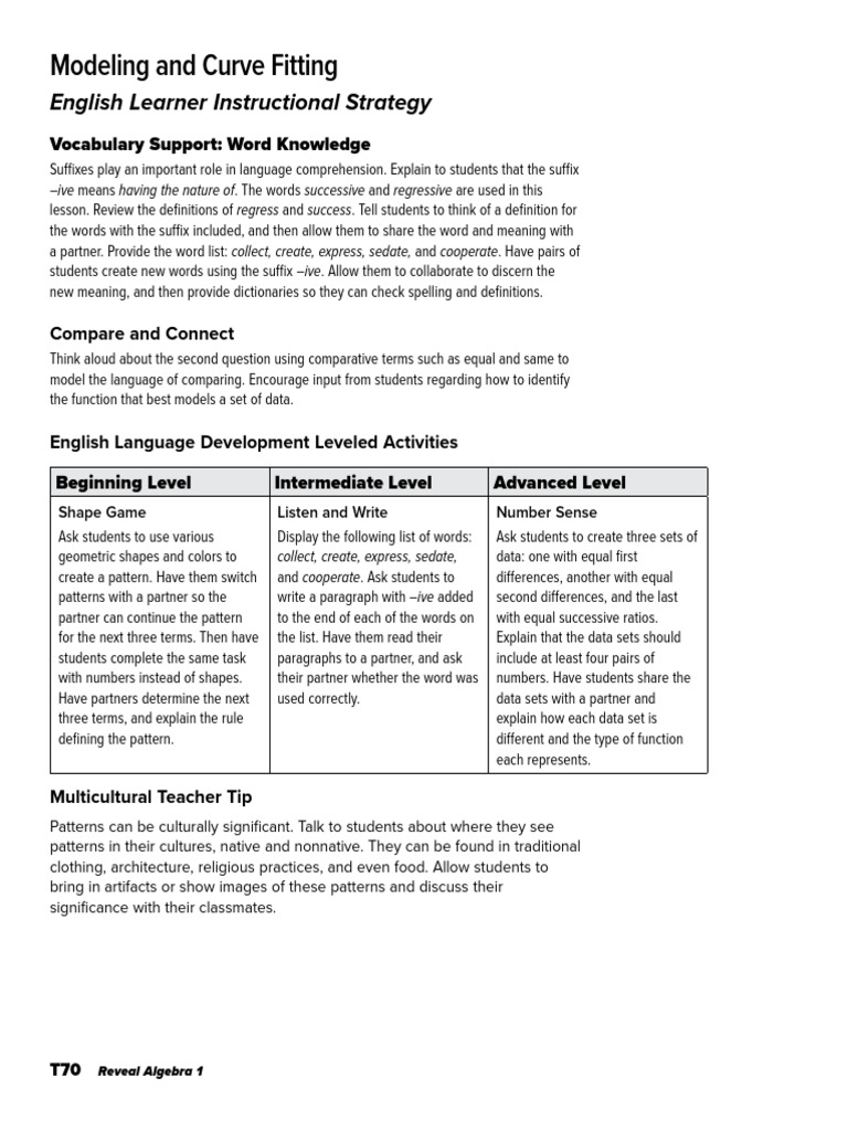 Language Development Handbook (Teacher Edition) - Modeling and Curve ...